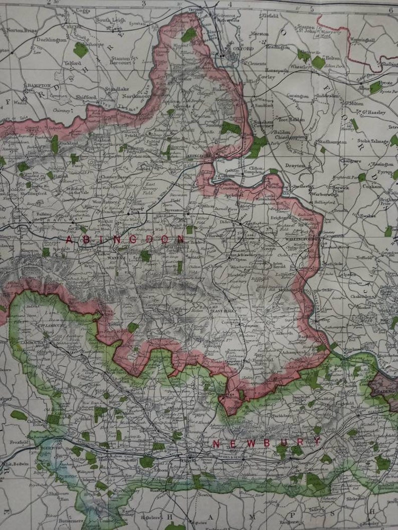 1922 Berkshire County Map. Large Size Original. 100 Years Old. English ...