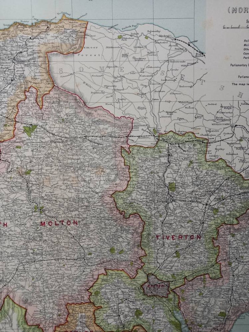 1922 Devon (north) County Map. Large Size Original. 100 Yrs Old ...