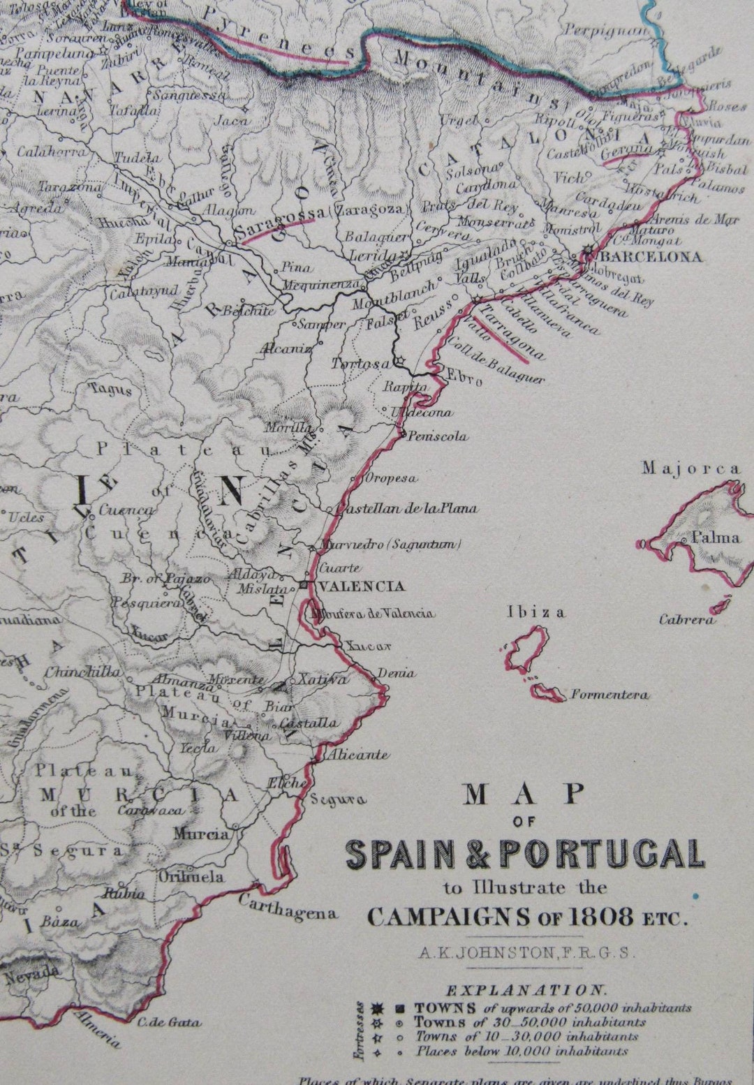 Spain & Portugal Campaigns of 1808. Map From 1855. Antique Original Map ...