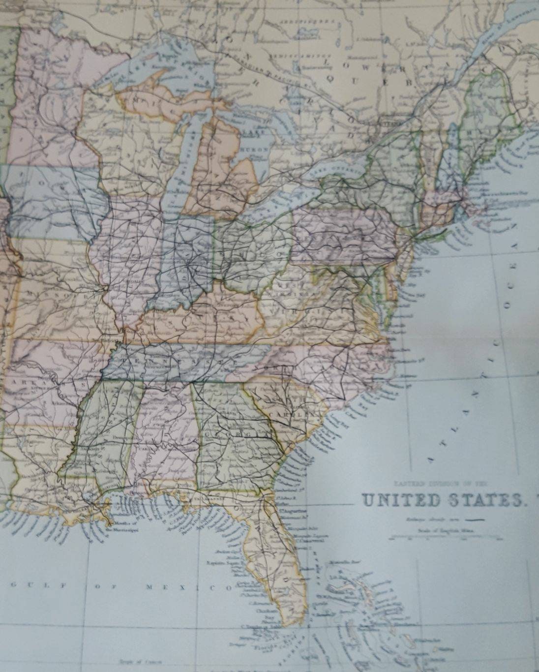 United States Eastern Division Map C1880 North America - Etsy