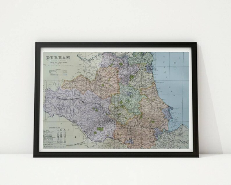 1897 Map of County Durham. Large Size Antique Original Map. 127 Years ...