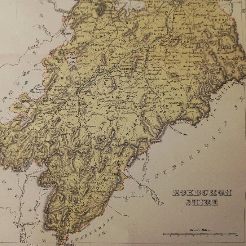 1885 Roxburghshire County Map. Cartography. Original Antique - Etsy