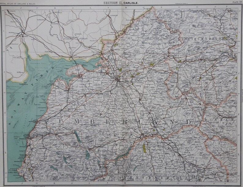 1898 Cumberland, Carlisle, Lake District Map. 125 Years Old. Antique ...