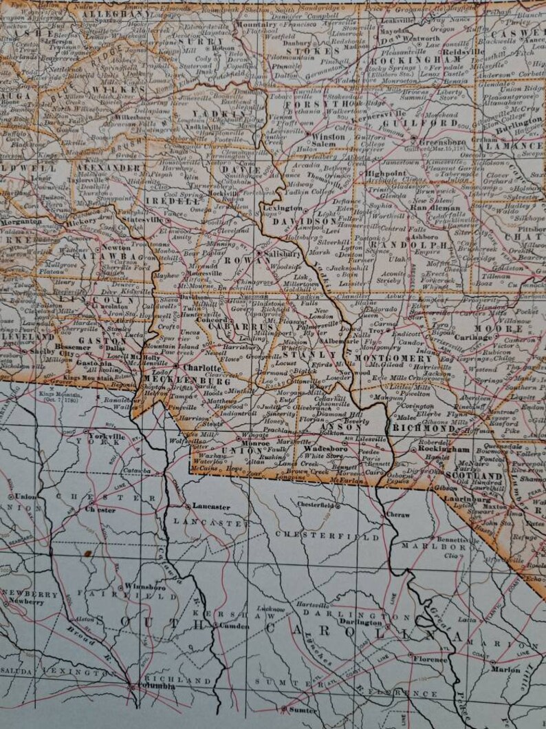 1903 North Carolina State Map. United States of America. Antique Map ...