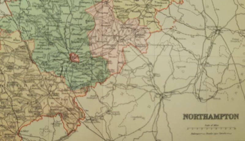 1895 Antique Northampton shire Map English County Map. - Etsy