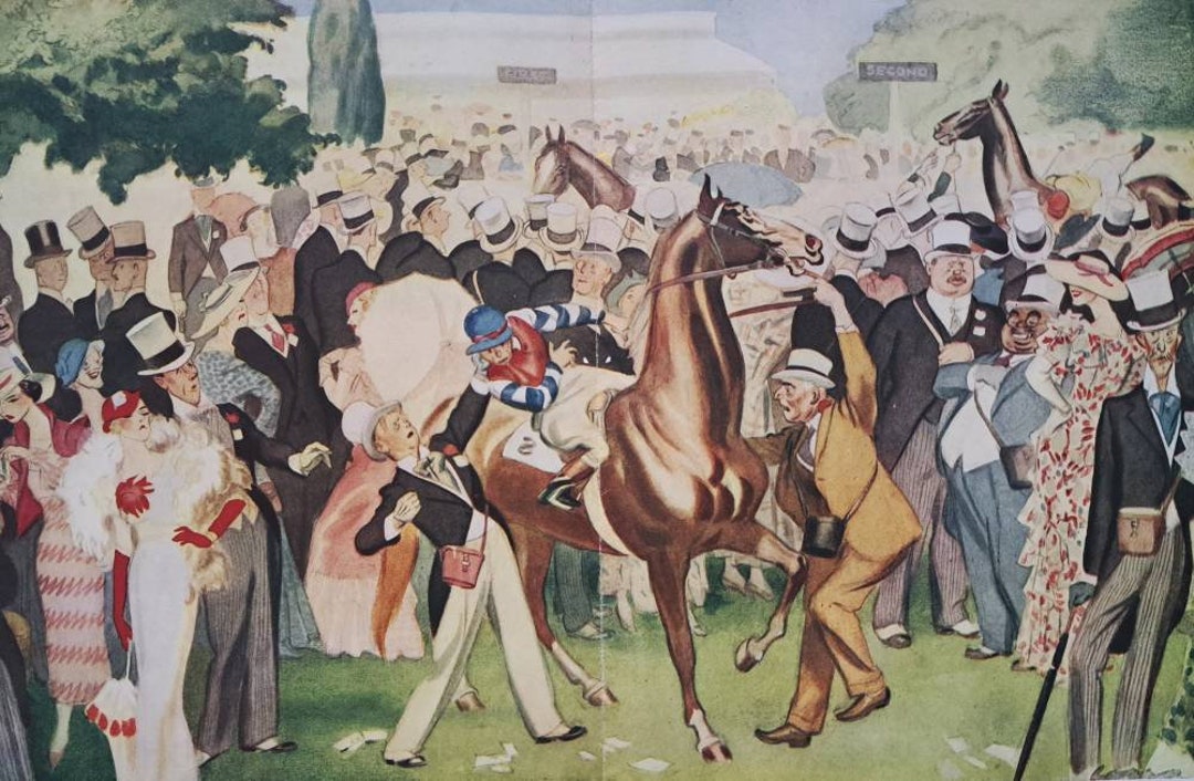 The Rake at a Horse Race Print. London 1934. 79 Yrs Old. David Low ...
