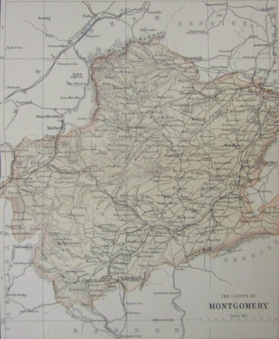 1885 Antique Montgomery Map. Welsh County, Wales. Cartography, Original ...