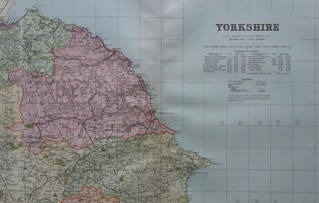 1904 North East Yorkshire Map. Large Size Original. 119 Years - Etsy