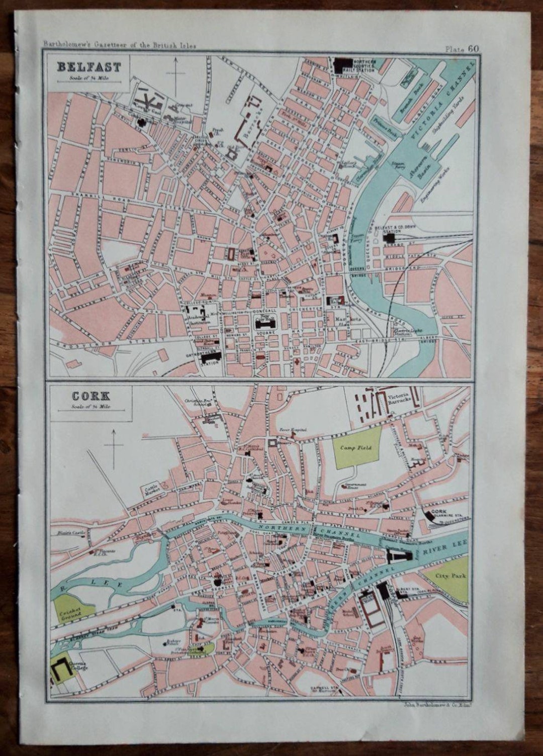 Belfast/cork City Map 1904 Antique Irish County/city Cartography ...