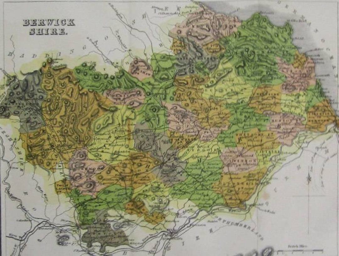 1885 Berwick(shire) County Map. Cartography. Original Antique Victorian ...