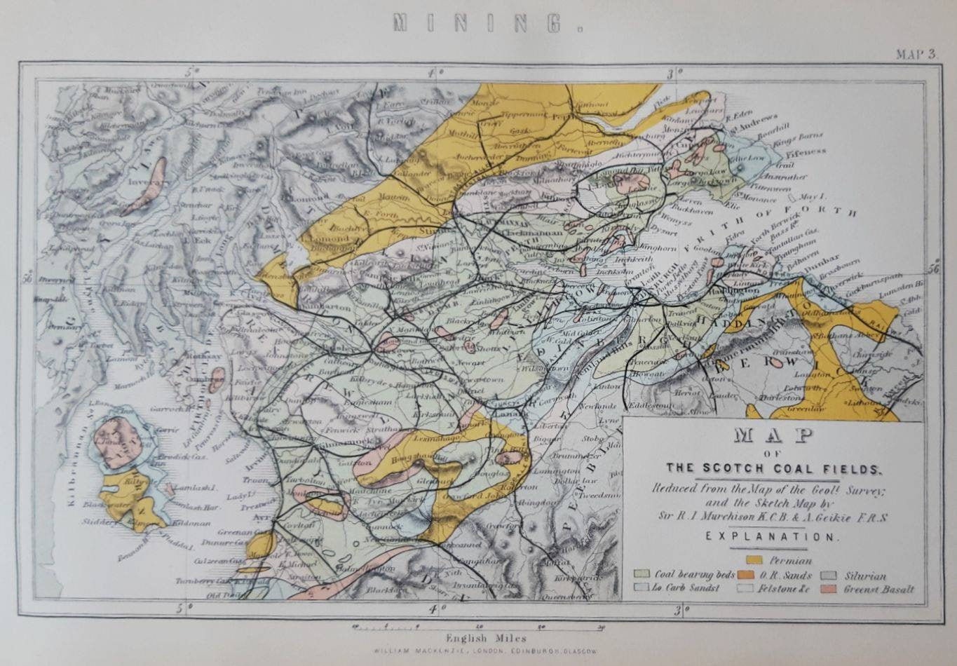 Map of the Scotch scottish Coalfields C1880. Antique Original, Ideal ...