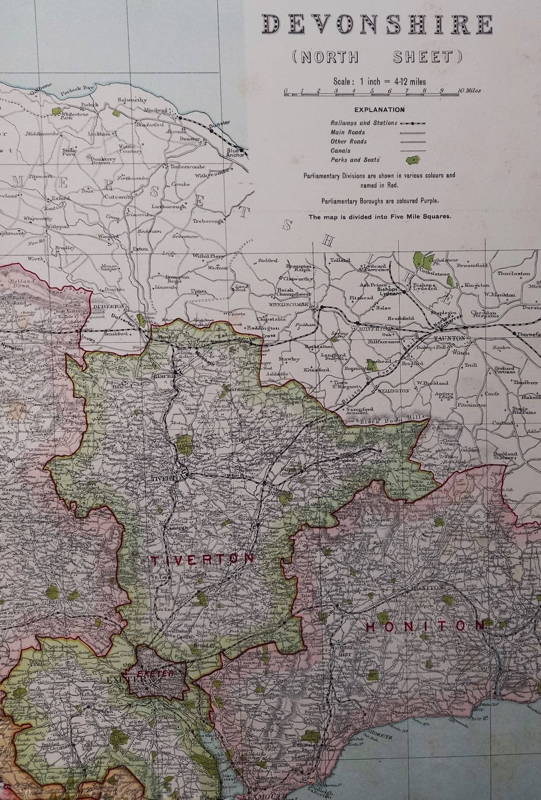 1922 Devon (north) County Map. Large Size Original. 100 Yrs Old ...