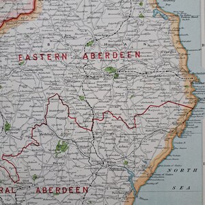 1922 North East Scotland Counties Map. Aberdeenshire, Fraserburgh ...