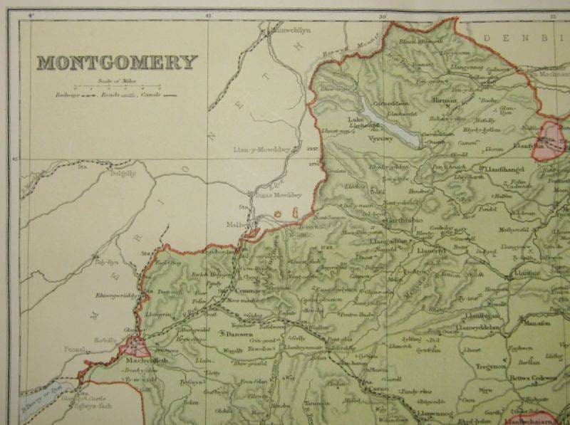 1895 Antique Montgomeryshire County Map. Powys. Wales Cymru - Etsy