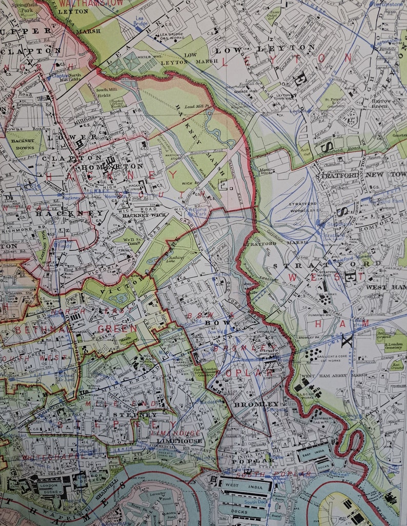 1922 North East London Map. Large Size Original. 100 Years - Etsy