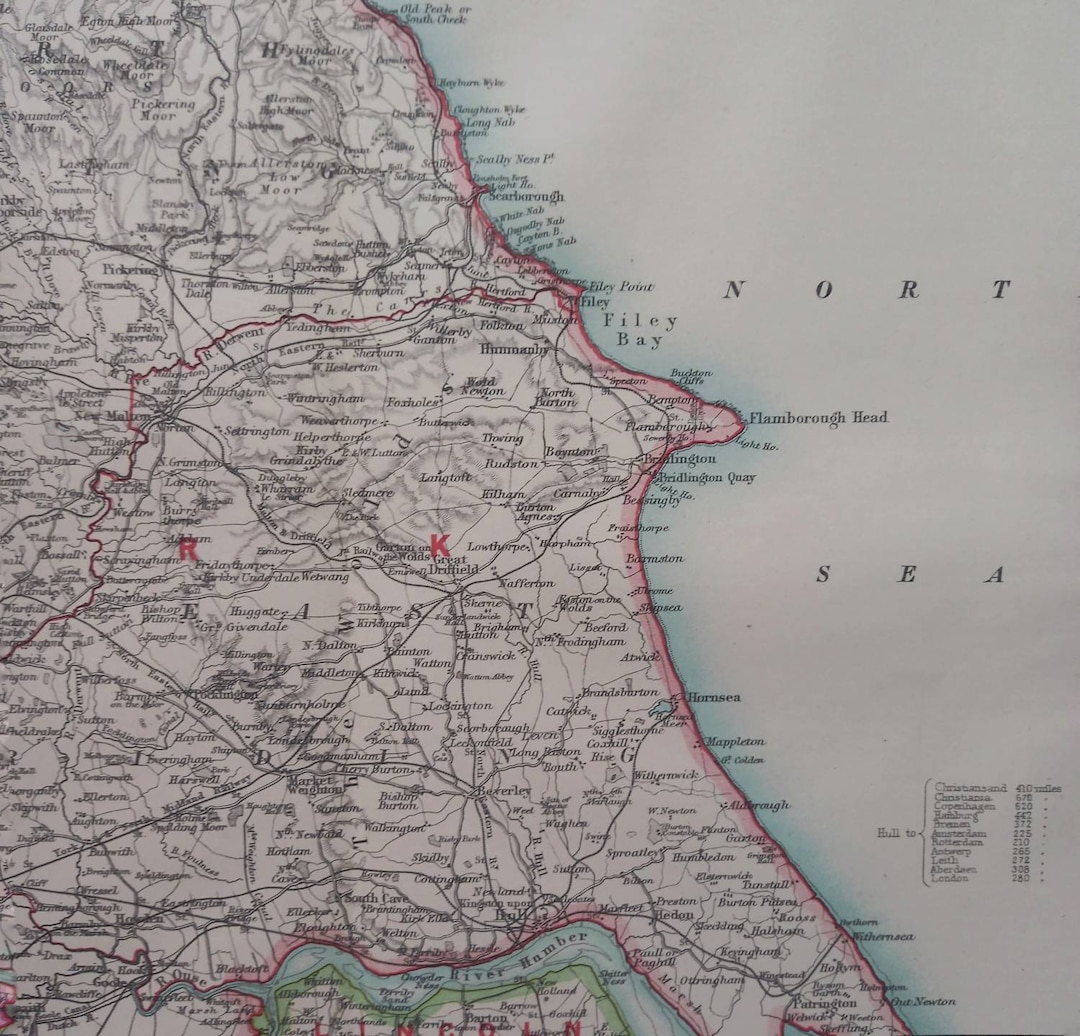 1894 North Yorkshire Coast Antique Map. Original Victorian Map - Etsy UK