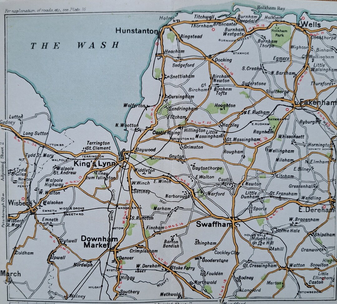 1908 Antique North Norfolk Road Map. Original Edwardian Map - Etsy