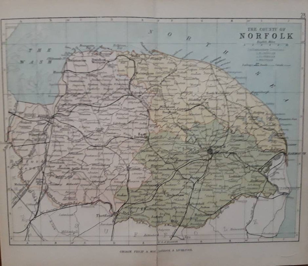 1873 Norfolk County Map Antique Map England English County. - Etsy UK