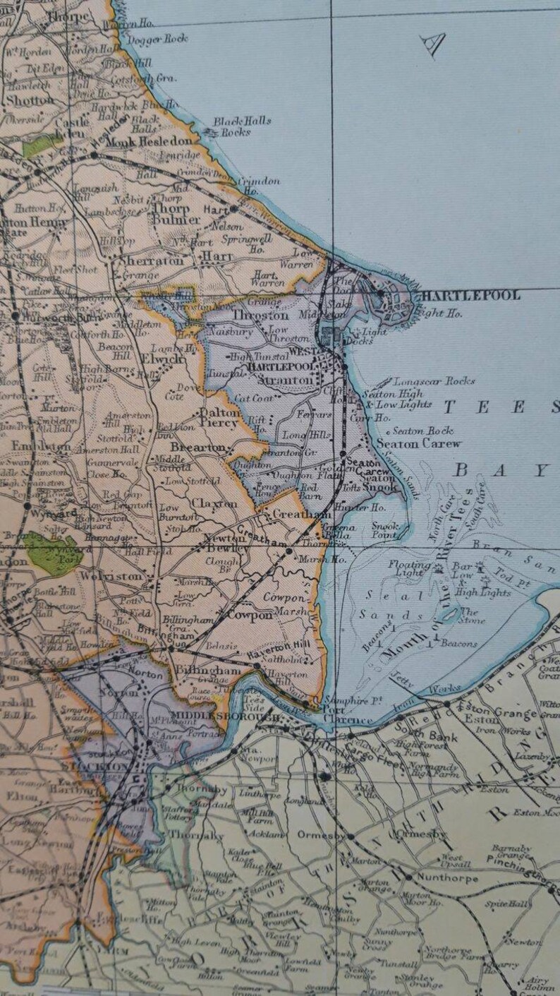 1897 Map of County Durham. Large Size Antique Original Map. 127 Years ...