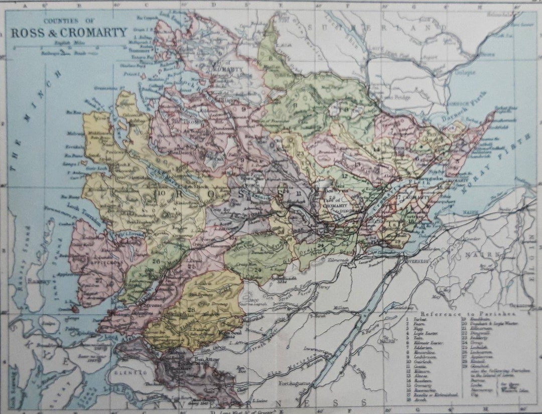 1902 Ross & Cromarty County Map. Antique Map. Original 120 Yrs - Etsy