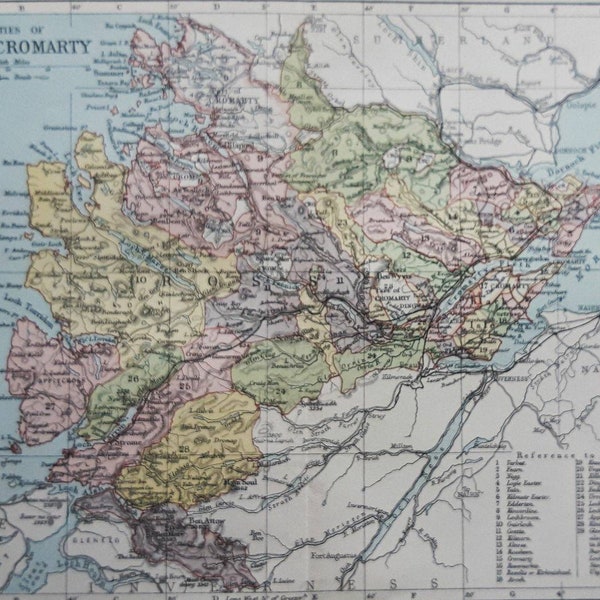 Antique Map of Moray - Etsy