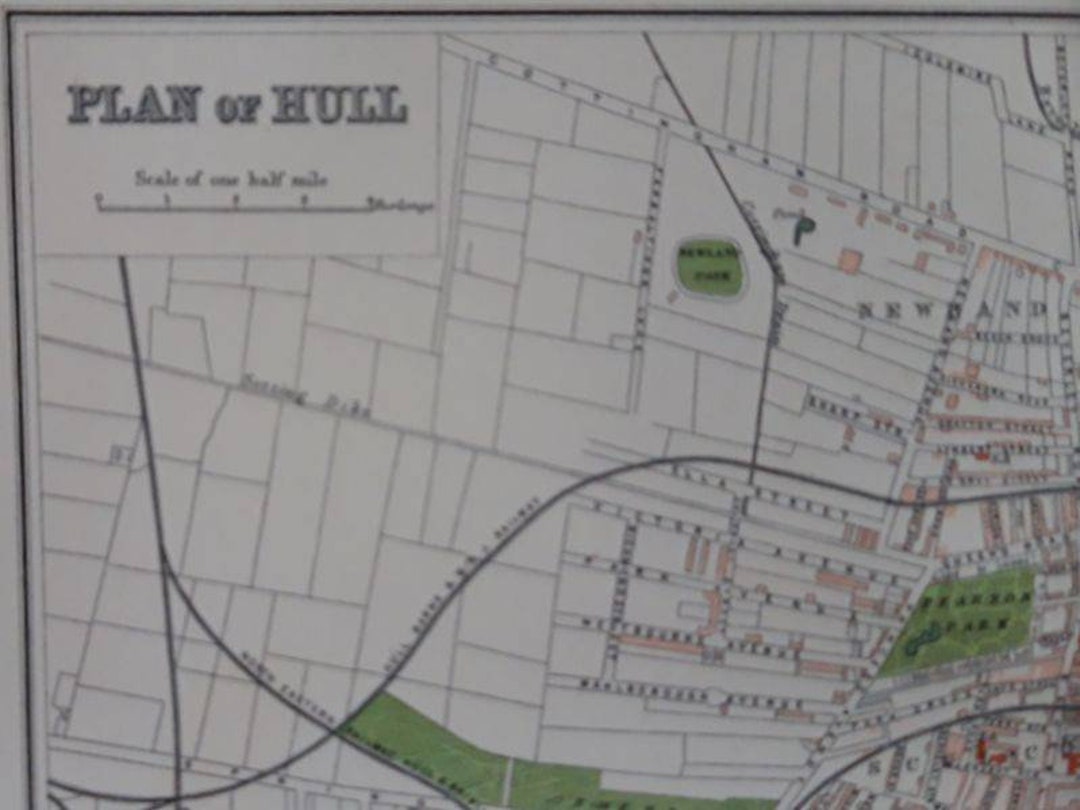 1895 Antique Hull City Map. English County/city. Original Map ...