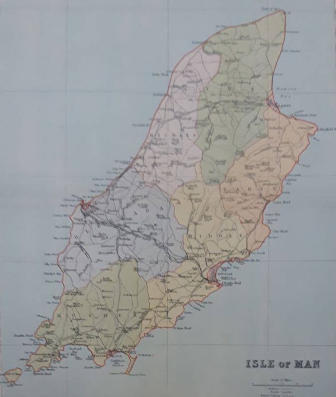 1895 Antique Isle of Man Map, Manx Map. Original Map, Victorian Print ...
