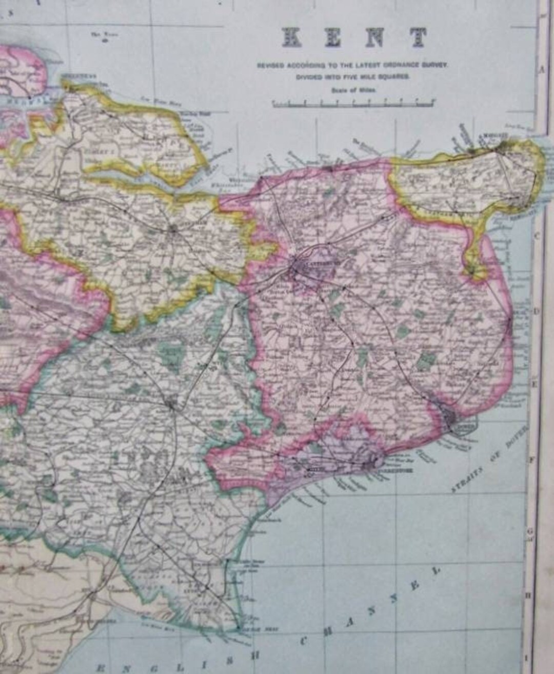 1912 Antique Map of Kent. Large Size Original Map. 112 Years Old ...