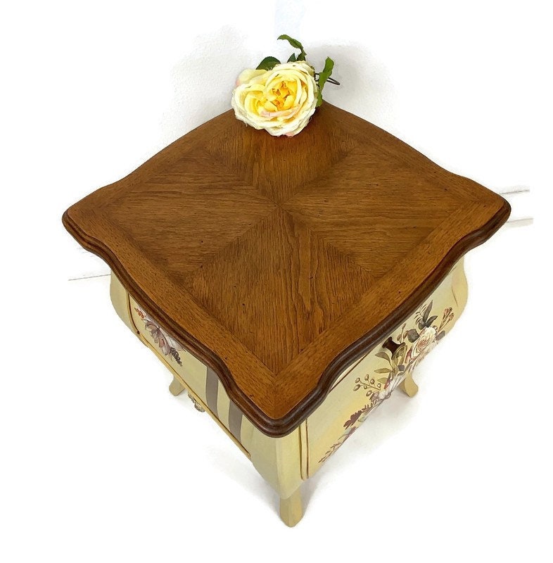 Vintage Yellow Nightstand Side Table Bombay Style - Etsy
