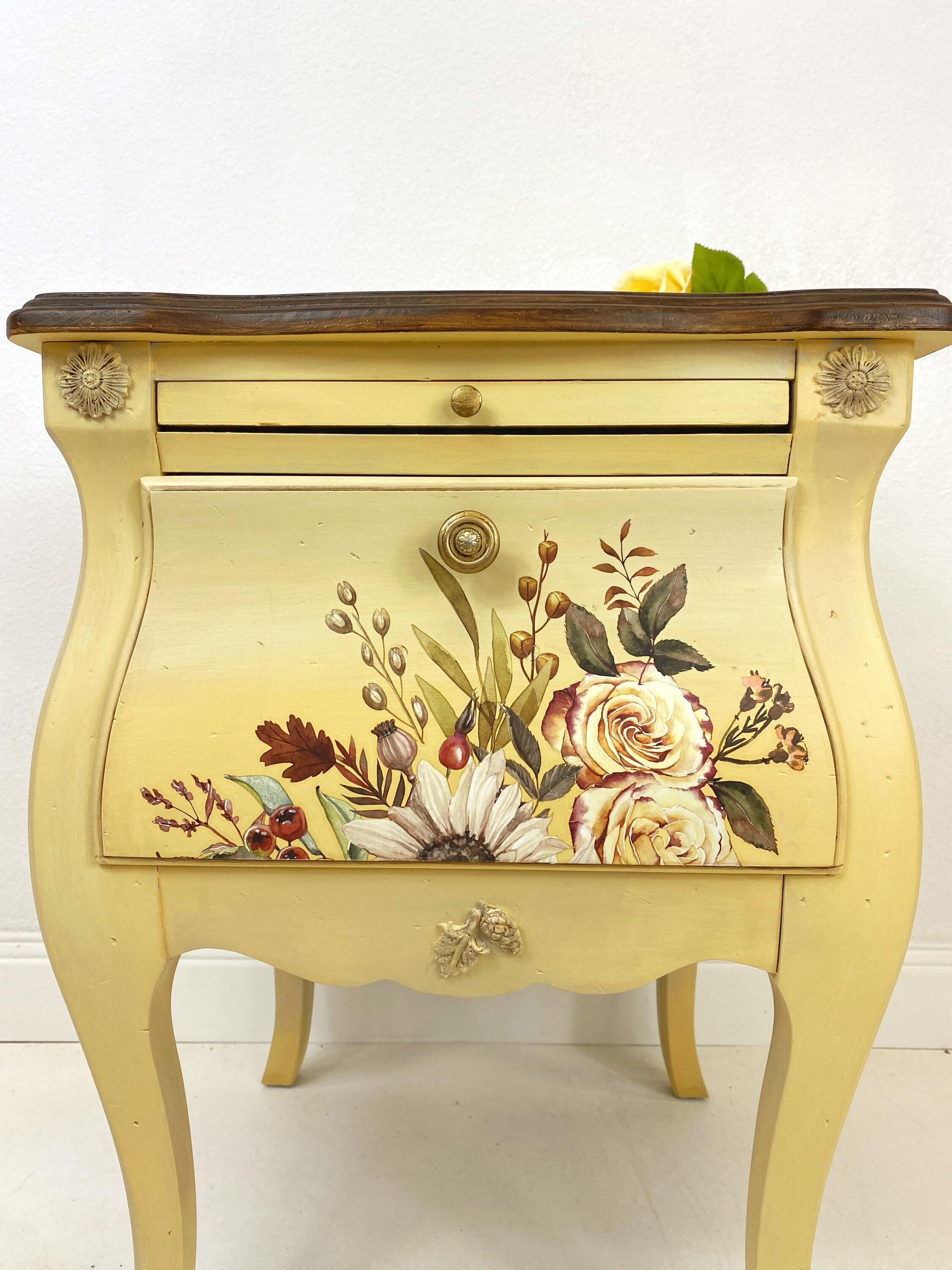 Vintage Yellow Nightstand Side Table Bombay Style - Etsy