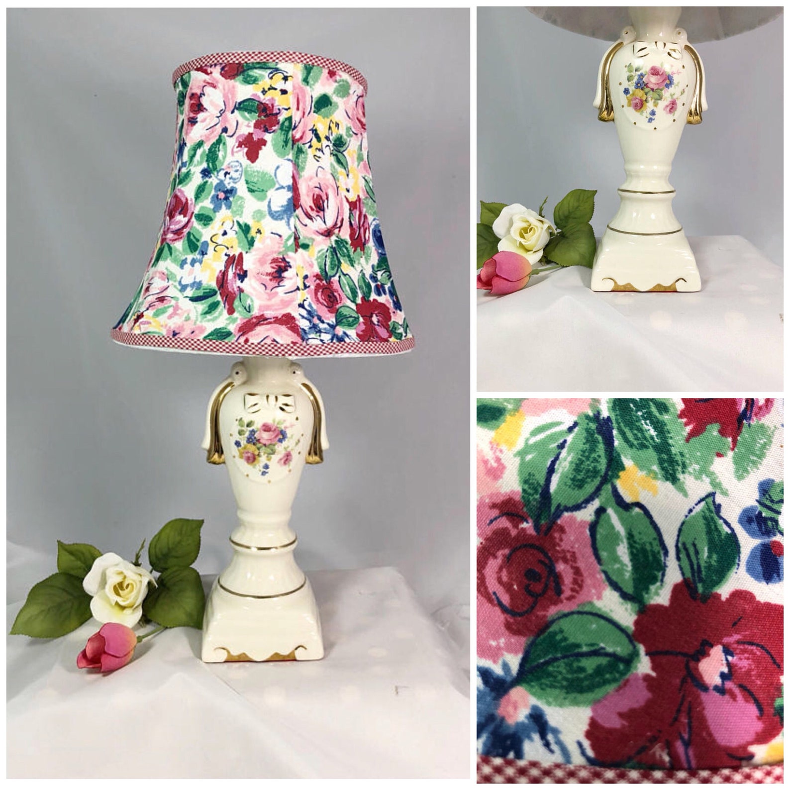 VINTAGE LAMP and Deconstructed Shade Cherub Nursery Cottage Chippy ...