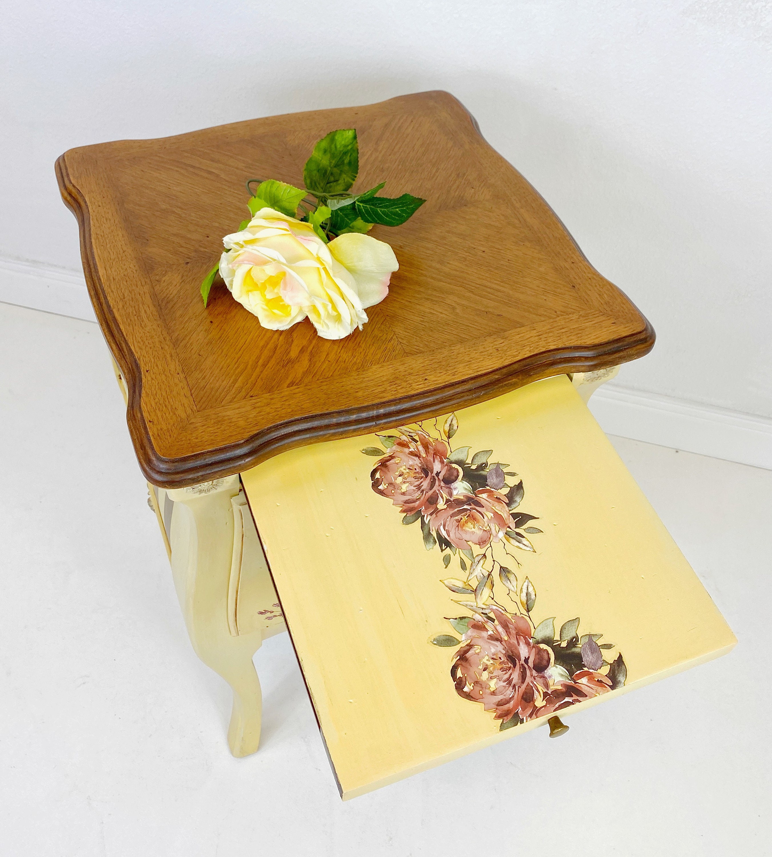 Vintage Yellow Nightstand Side Table Bombay Style - Etsy