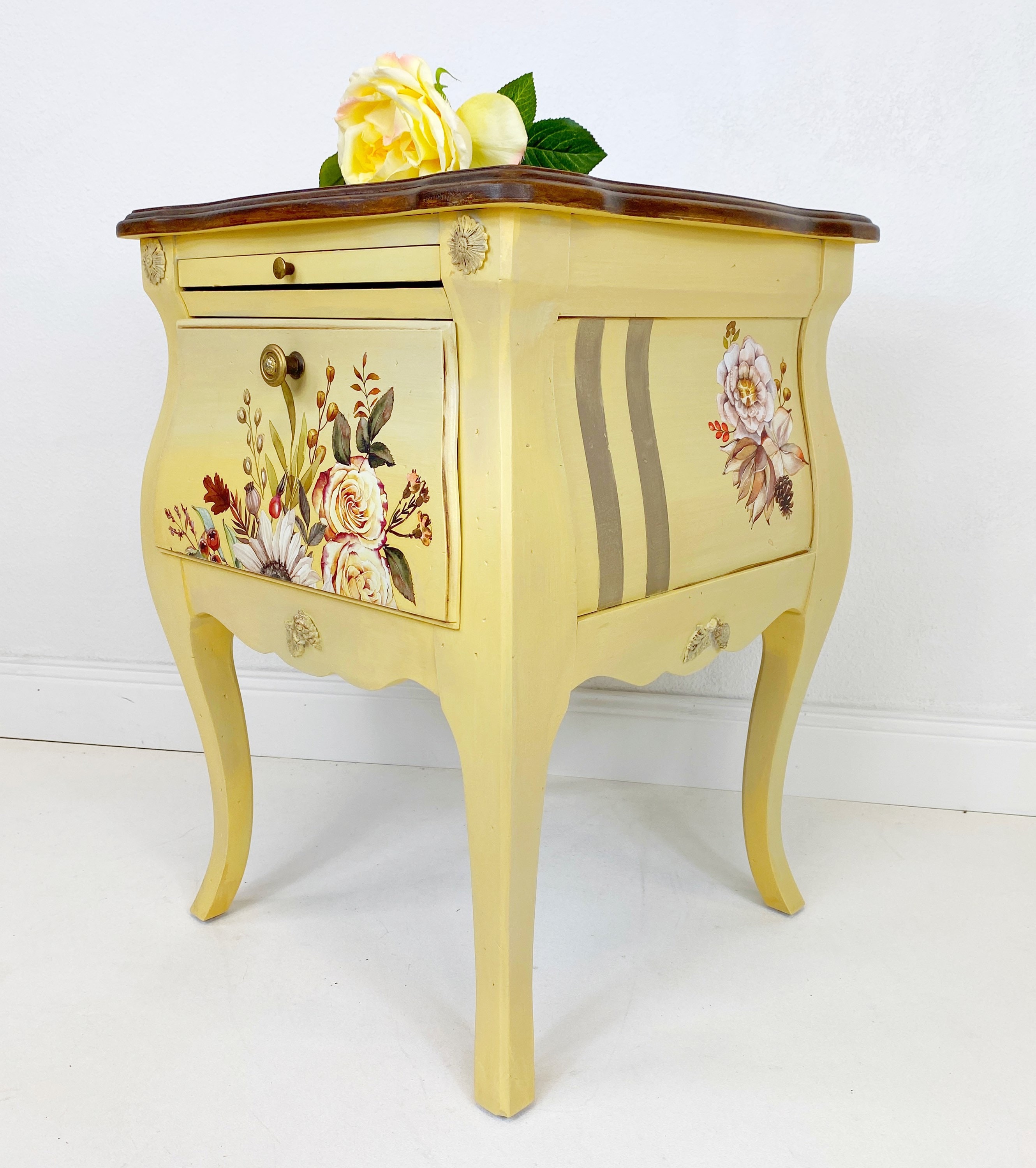 Vintage Yellow Nightstand Side Table Bombay Style - Etsy