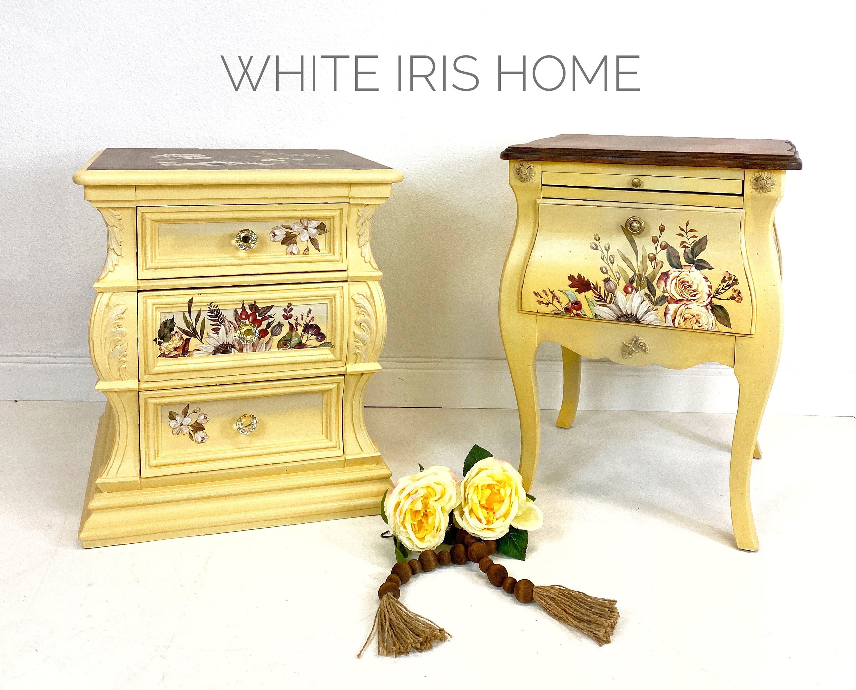 Vintage Yellow Nightstand Side Table Bombay Style - Etsy