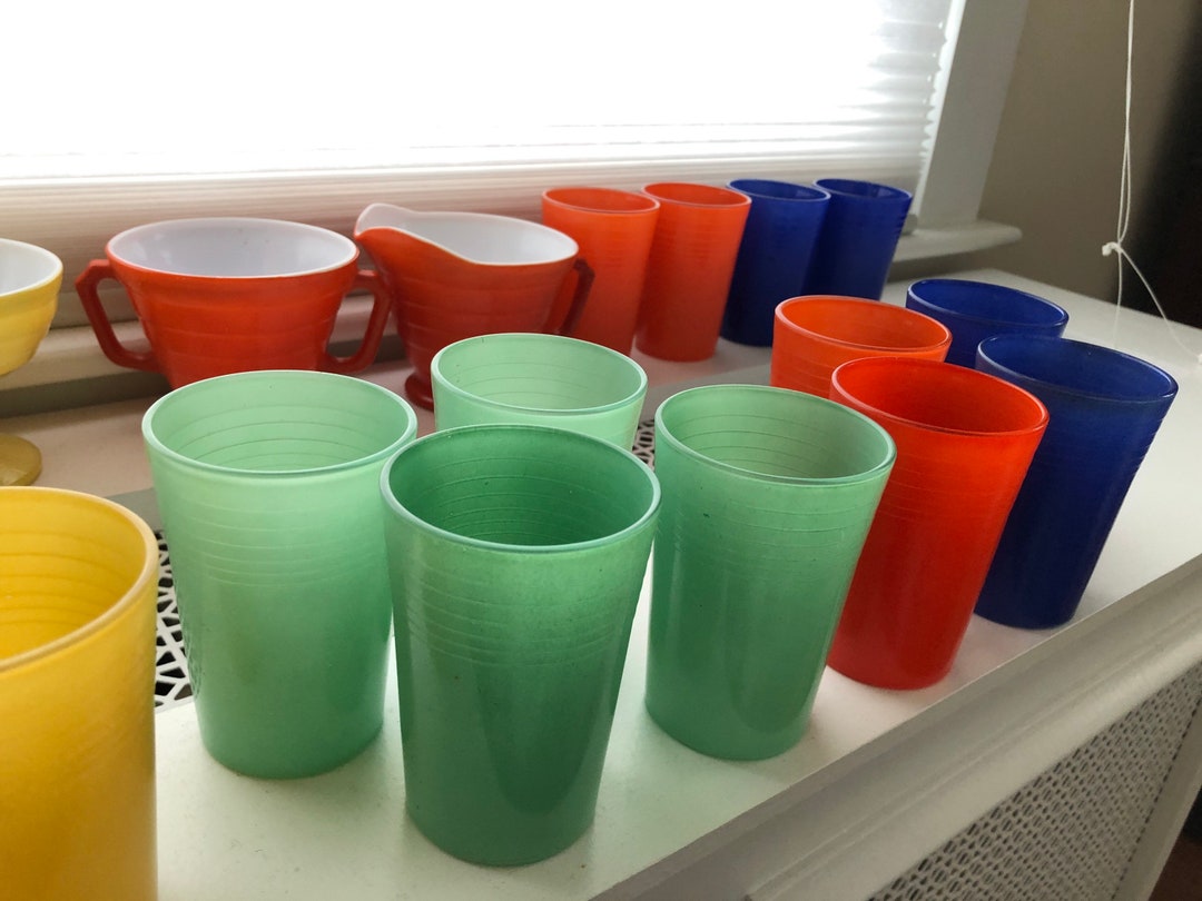 Hazel Atlas Glass Juice Cups, Dessert Cups, Tea Cups and Saucers 26 Pcs ...