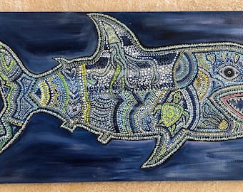 Handmade Detailed Pointillism Shark Unframed Art Print - Etsy