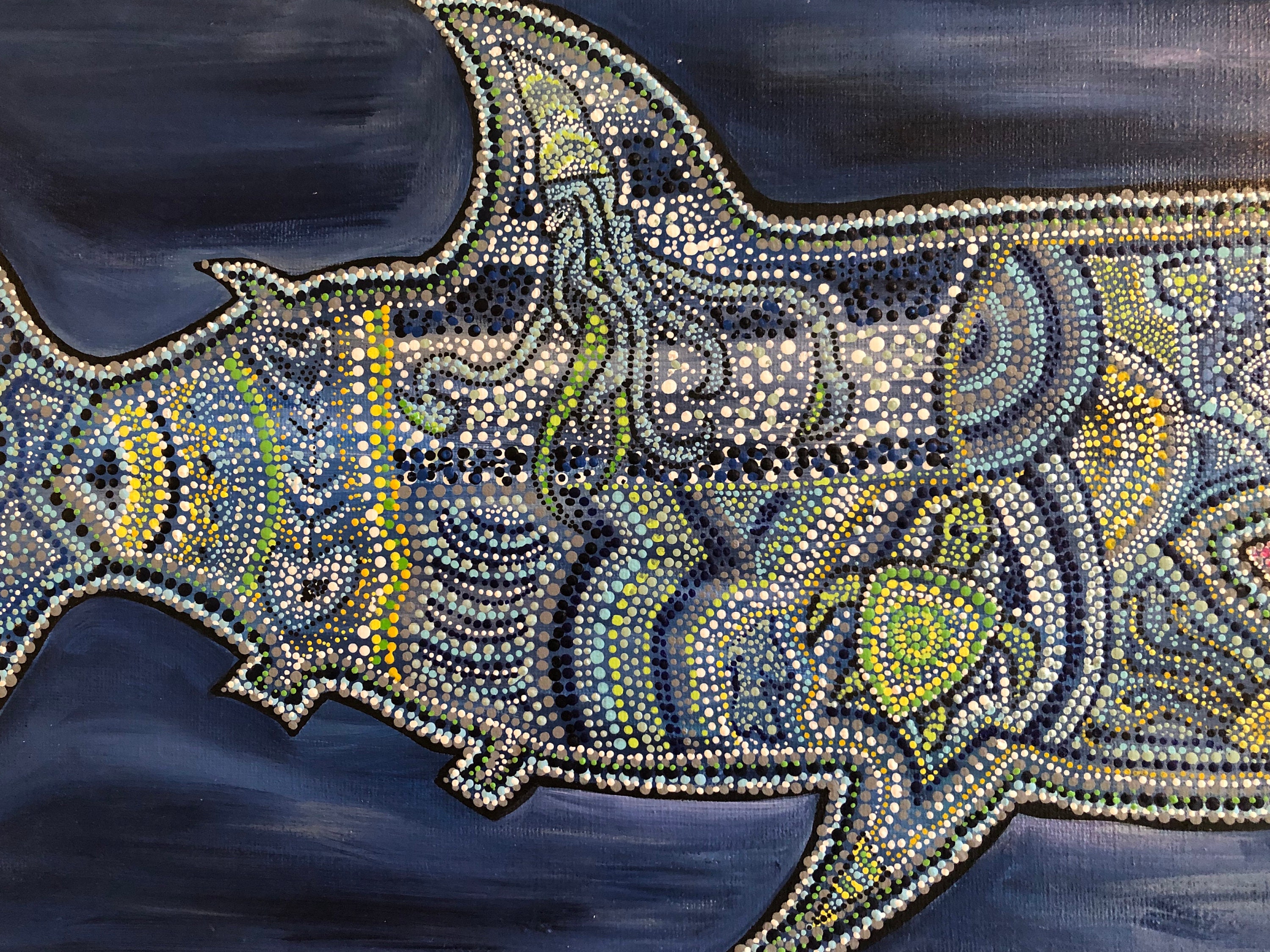 Shark Painting Pointillism - Etsy