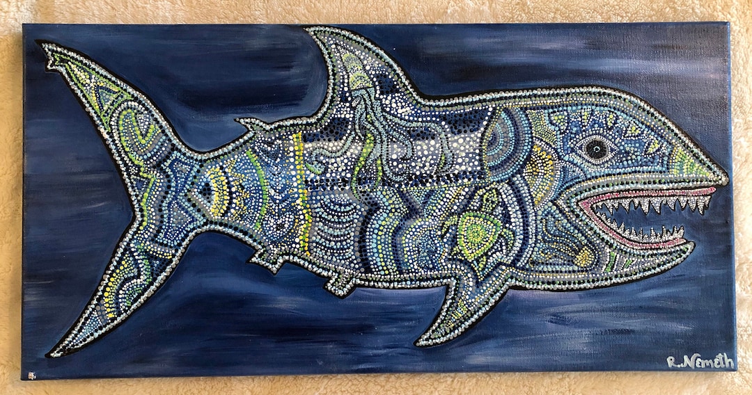 Shark Painting Pointillism - Etsy