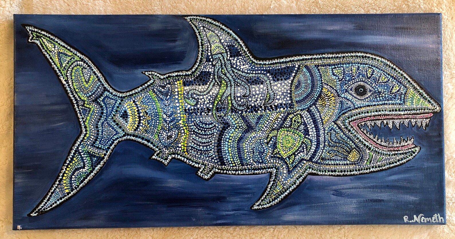 Shark Painting Pointillism - Etsy