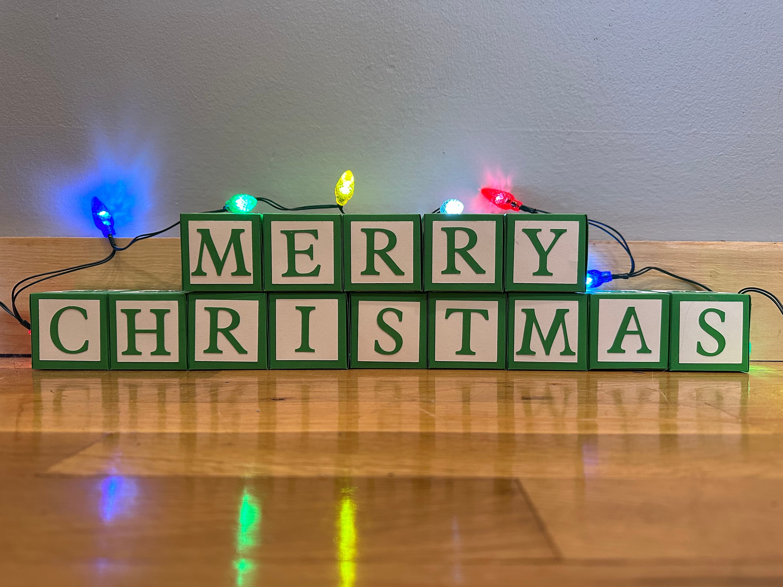 Cardstock Merry Christmas Blocks - Etsy