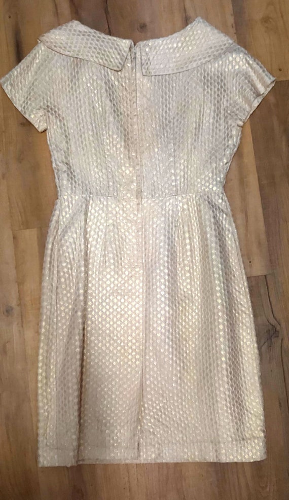 1960 - Ivory shiny dress - S - Gem