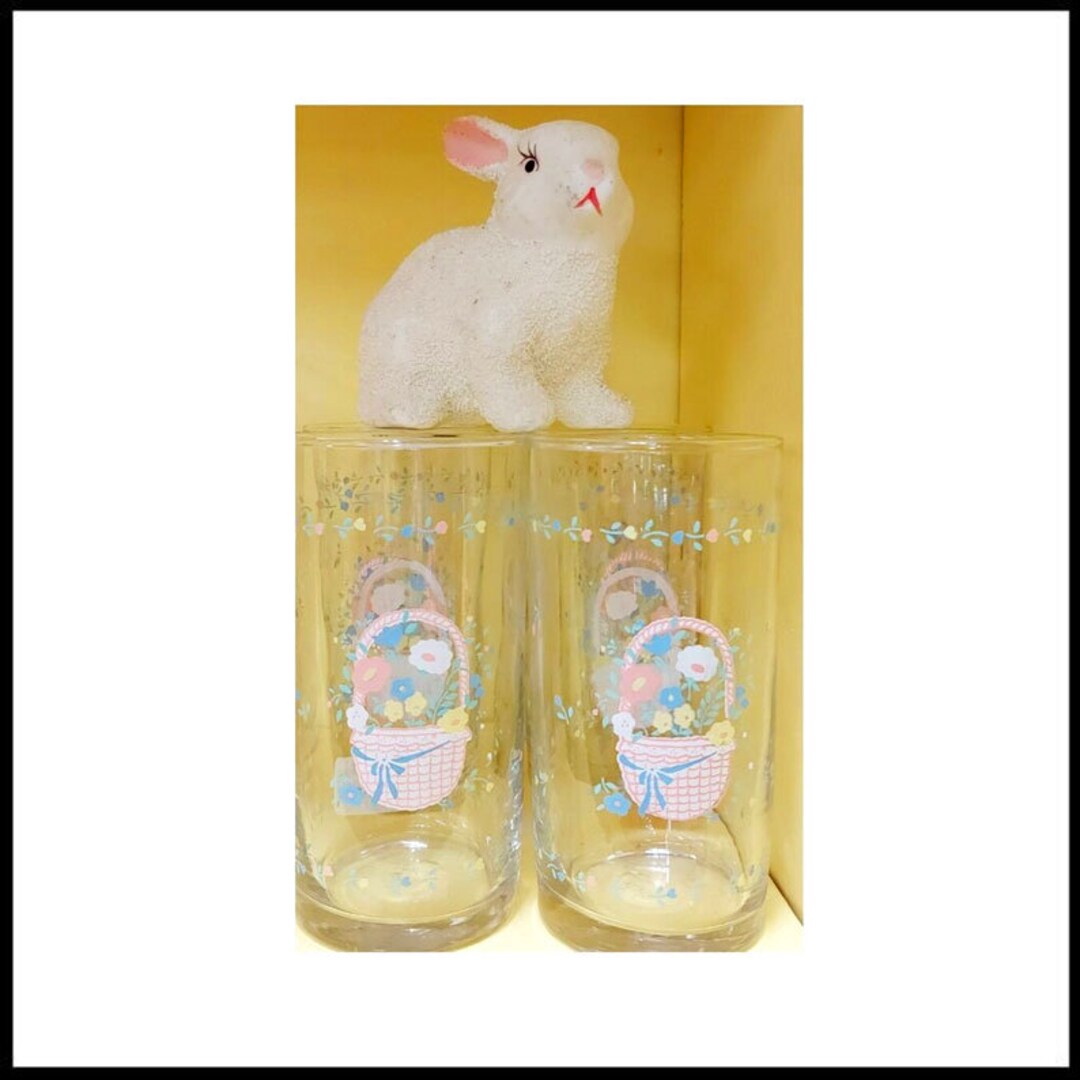 4x Cute Easter Drinking Glasses Pastel Flowers Basket - Etsy