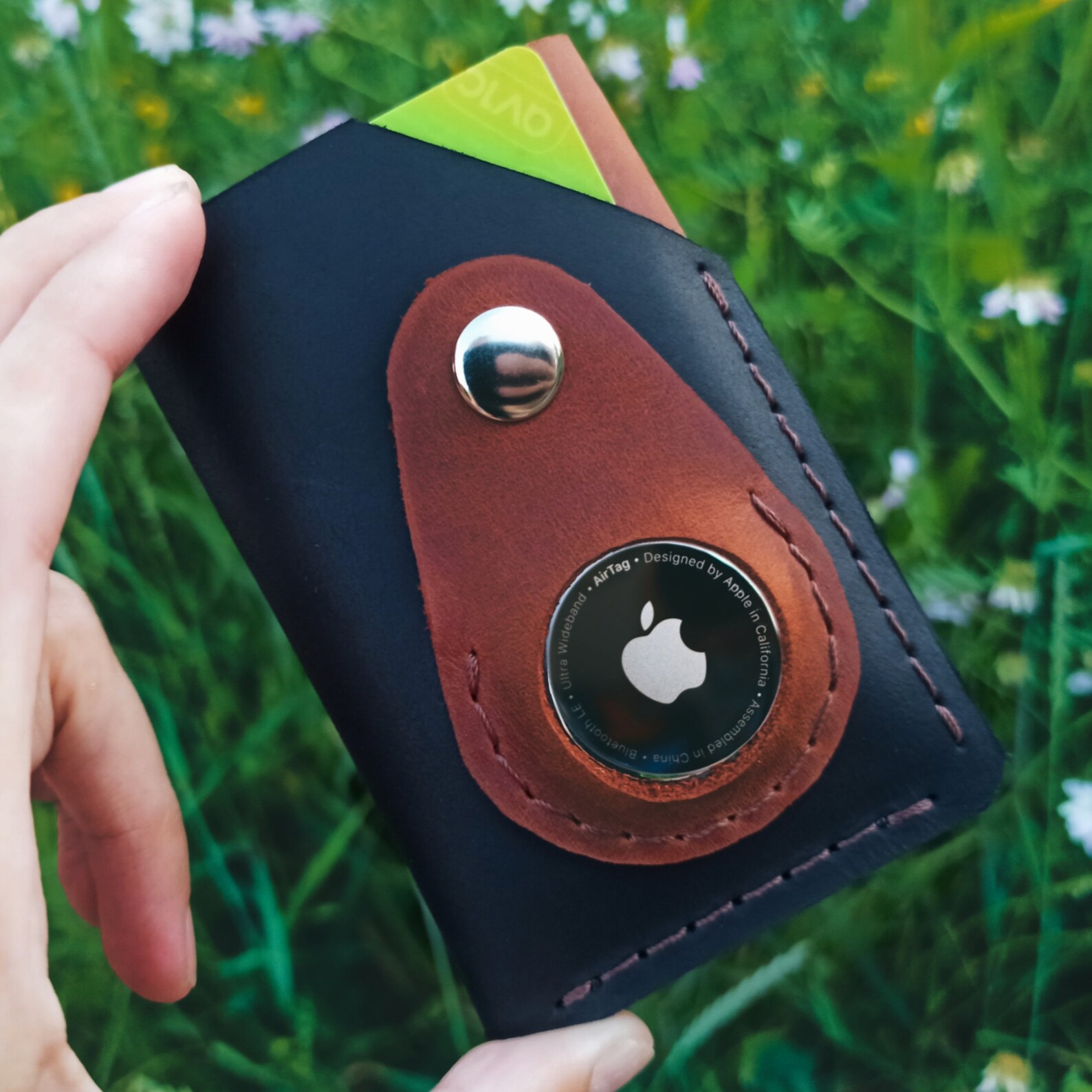 Leather Air Tag Money Wallet Slot, Purse, Leather Air Tag Wallet, Mens ...