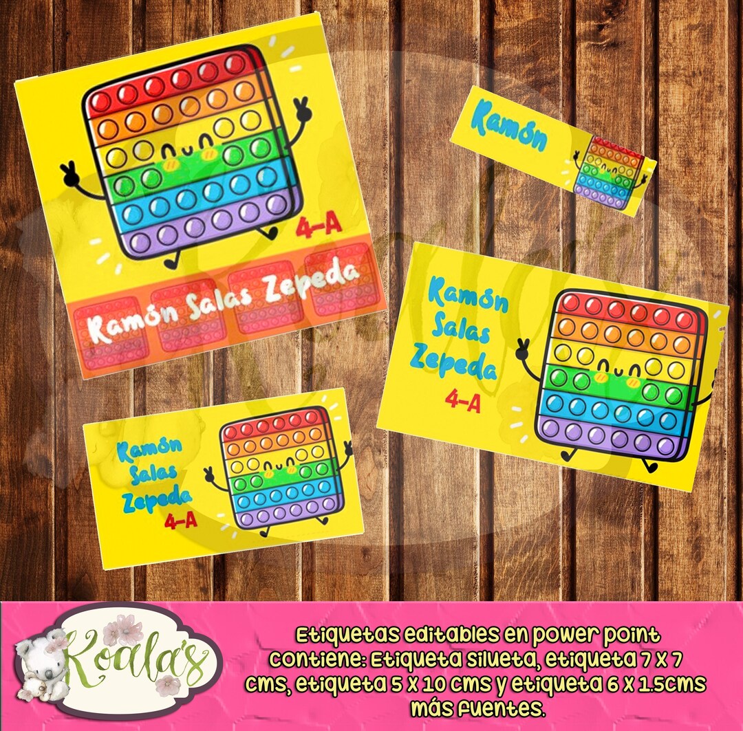 Pop It Kit Editable Printable School Labels - Etsy