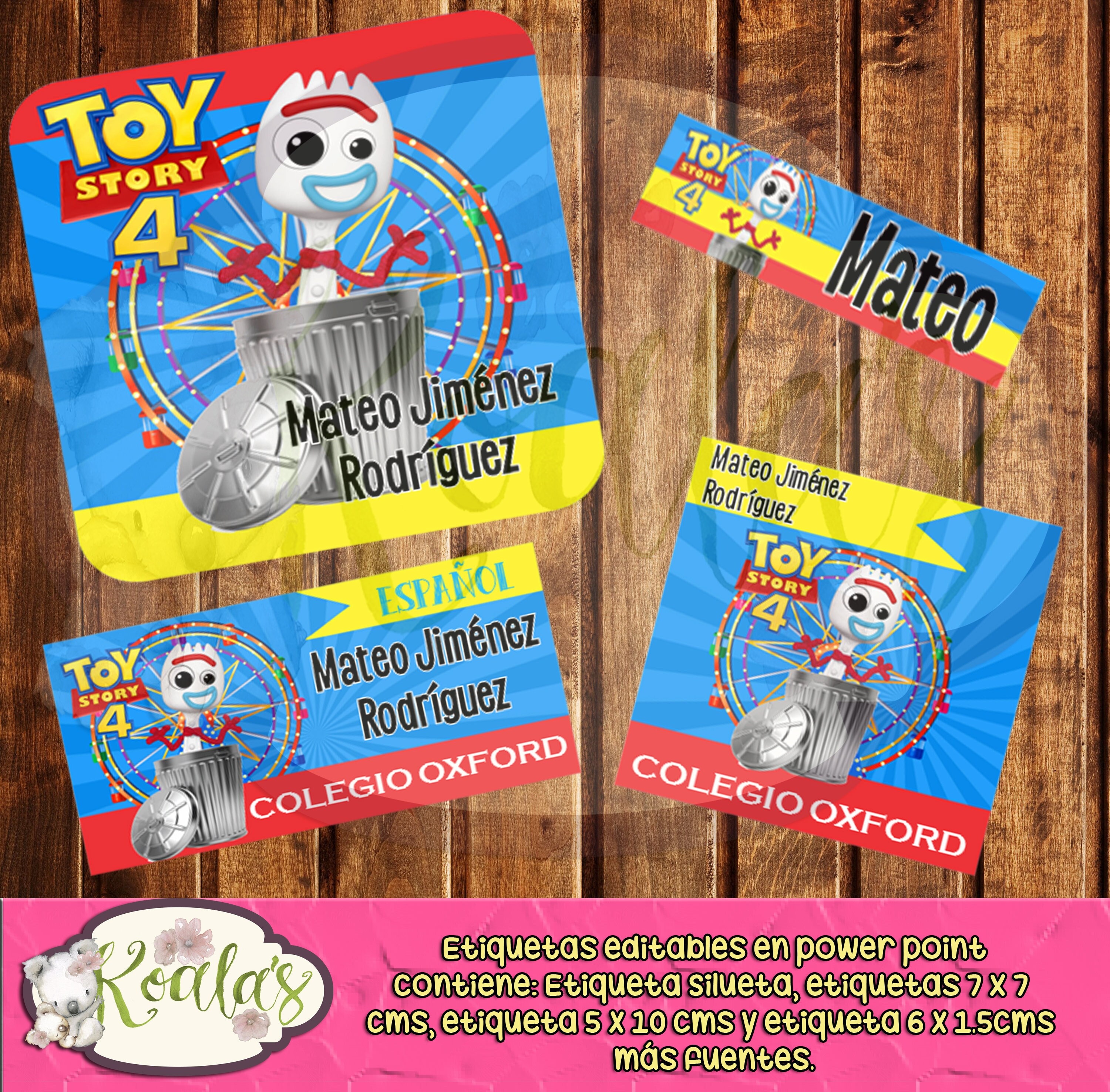 Forky Kit Editable Printable School Labels in Powerpoint Toy Story - Etsy