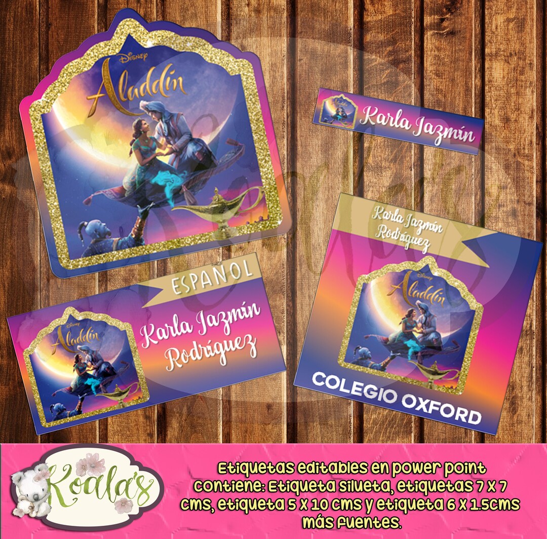 Aladin Kit Editable Printable School Labels in Powerpoint - Etsy