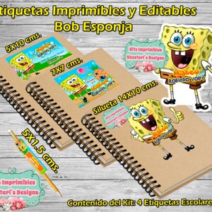 Editable Spongebob School Labels - Etsy