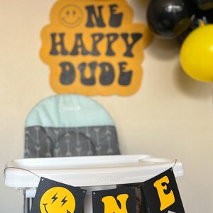 One Happy Dude High Chair Banner Smiley Face One High Chair Banner ...