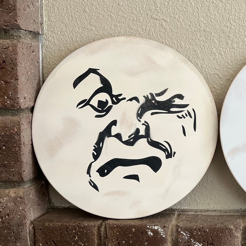 Angry Moon Face Wood Sign, Size Variations Available. Halloween Decor ...