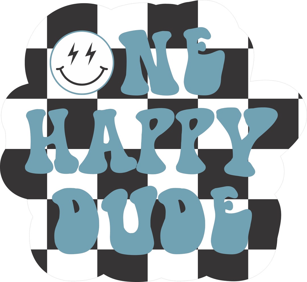 One Happy Dude Birthday Decoration Checker Wood Sign Happy Dude Black ...